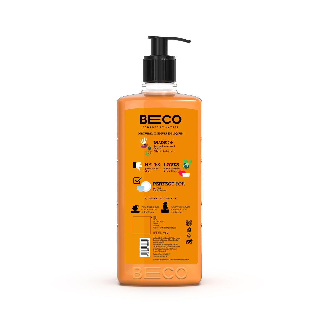 Natural Dishwashing Liquid 750 ml | Buy Eco Clean | BECO
